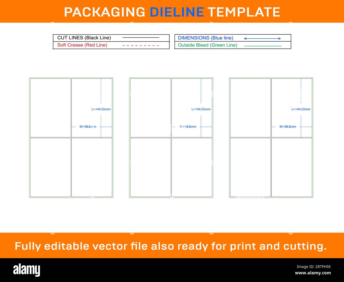 4 Adhesive Address Labels Die line Template 98.8 x 144.55 mm Stock ...