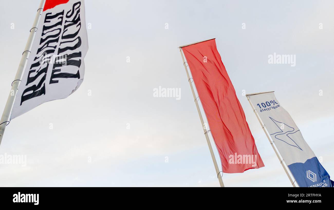 Bordeaux , France - 08 28 2023 : Renault trucks ev 100% electric sign ...