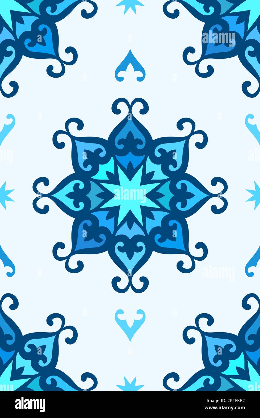 Seamless kazakh ornament, Abstract vector background blue colors Stock ...