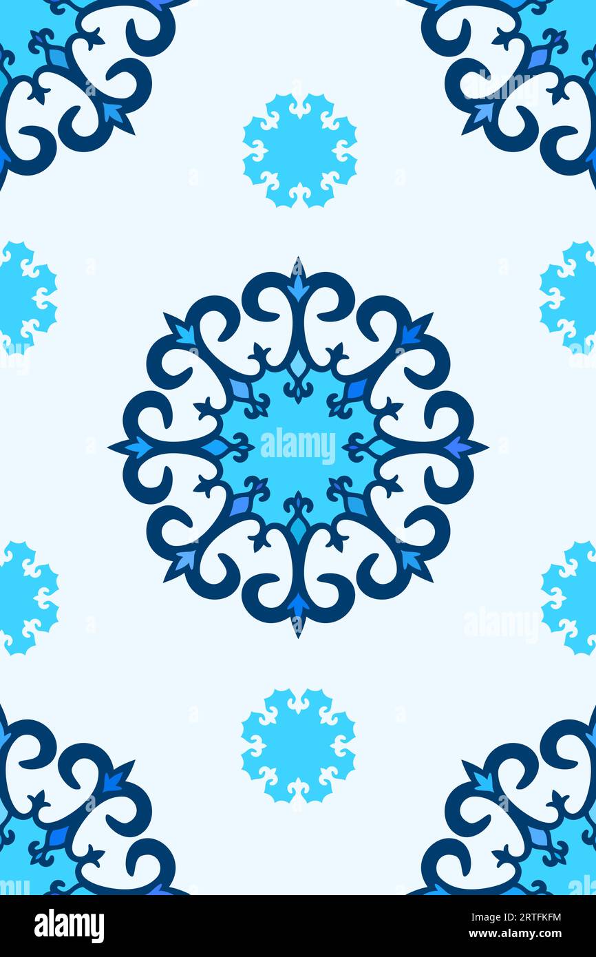Seamless kazakh ornament, Abstract vector background blue colors Stock ...