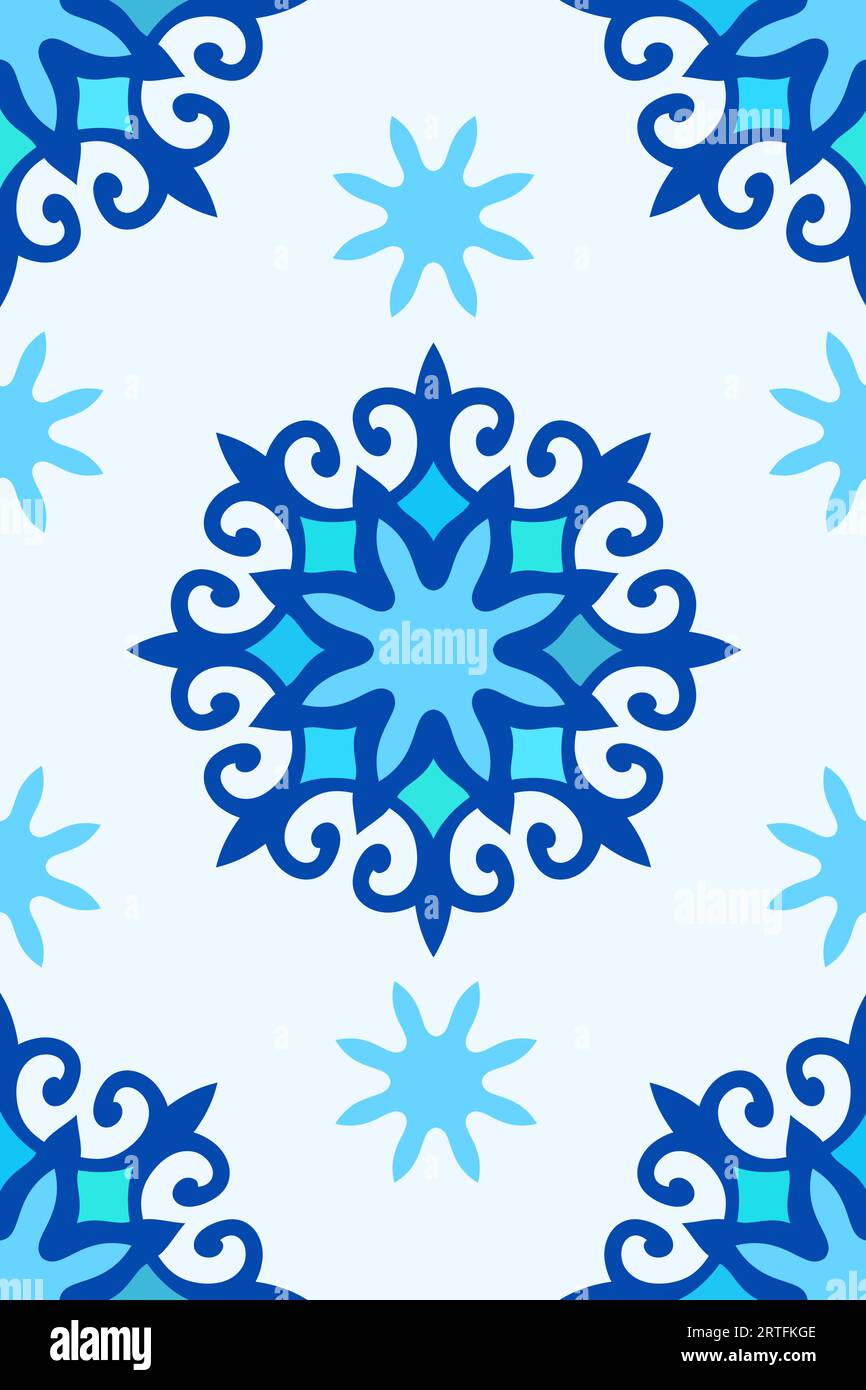 Seamless kazakh ornament, Abstract vector background blue colors Stock ...