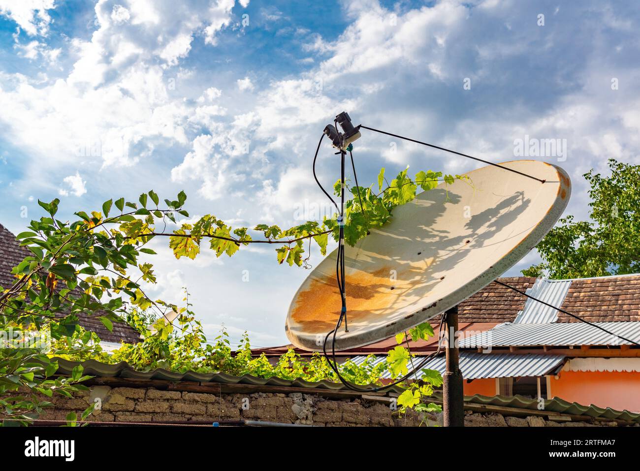 Old satellite dish receiver in hi-res stock photography and images - Alamy