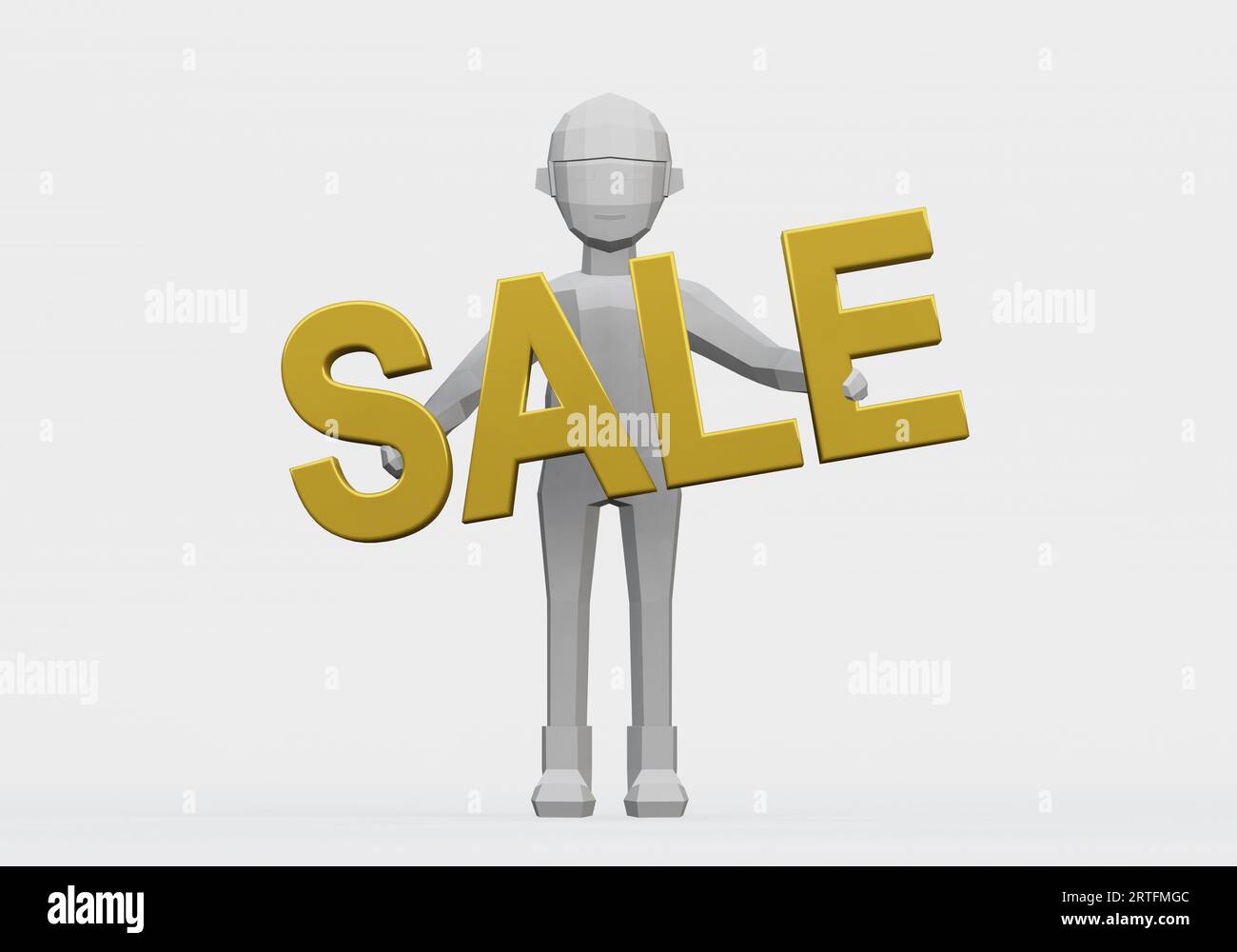 3d render dummy man holding a sale sign for shopping concept Stock ...
