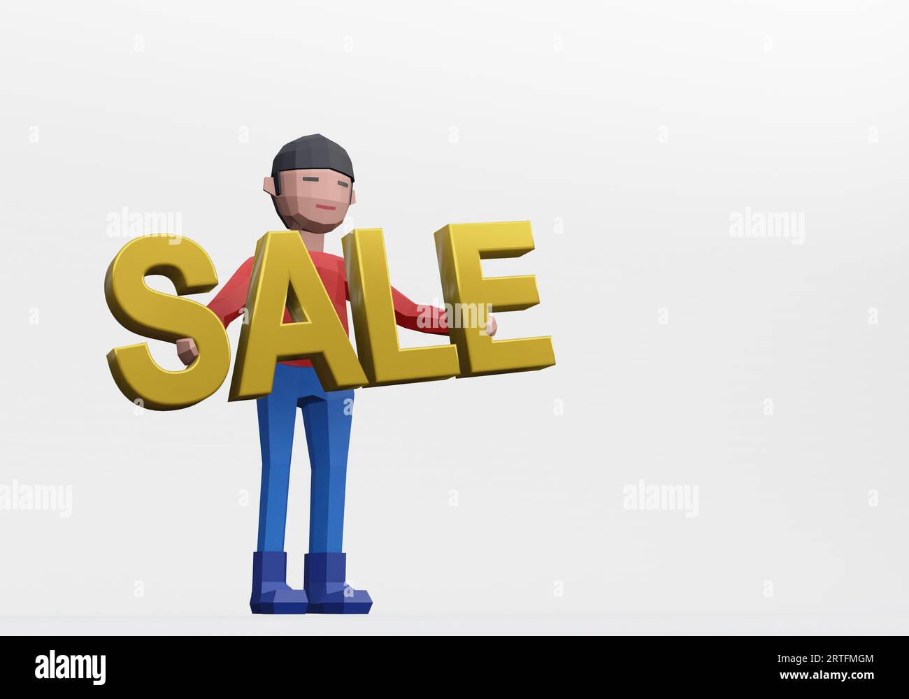 3d render dummy man holding a sale sign for shopping concept Stock ...