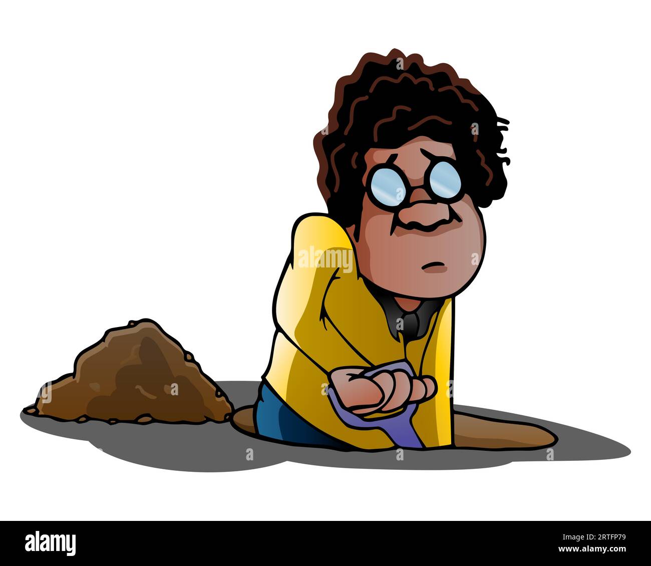 illustration of a black man dig hole on isolated white background Stock ...