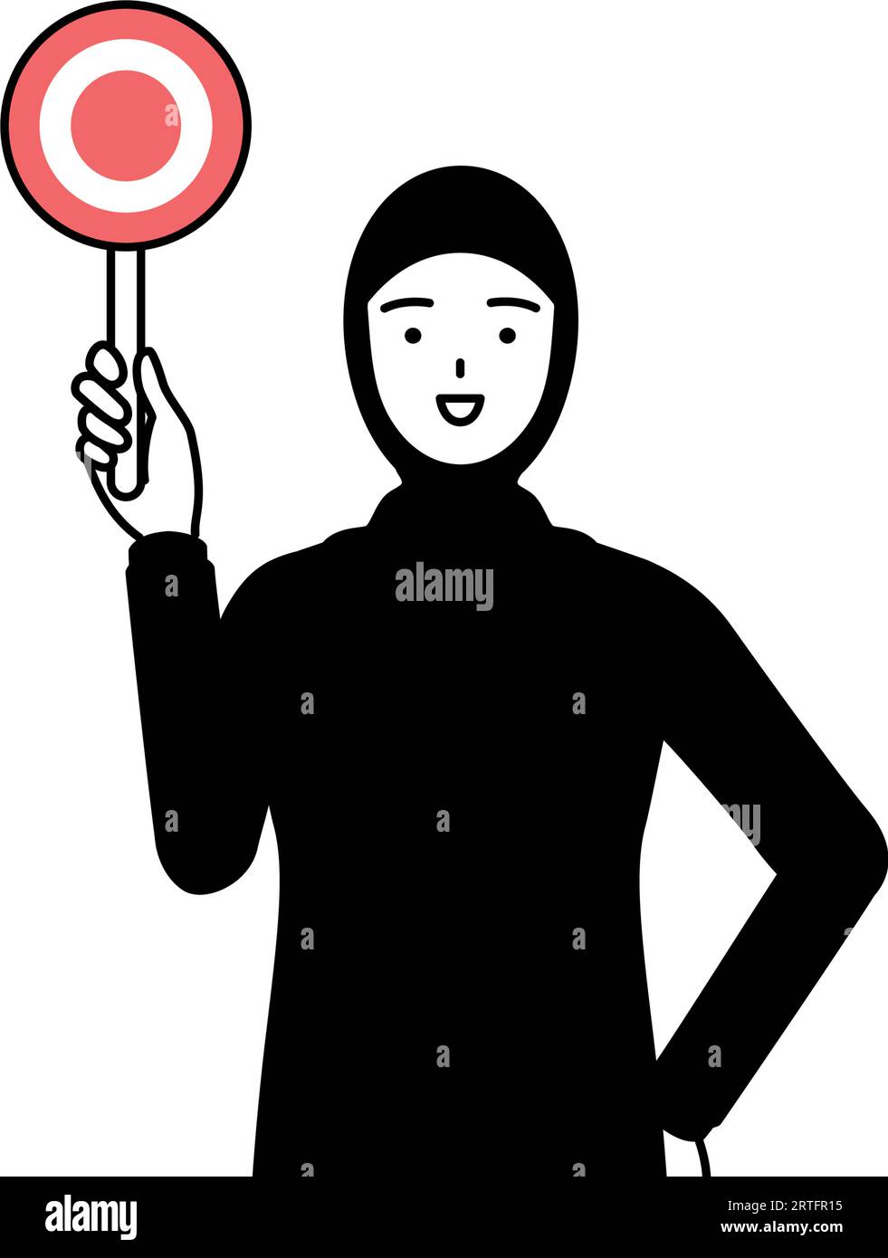 Muslim Woman holding a maru placard that shows the correct answer ...