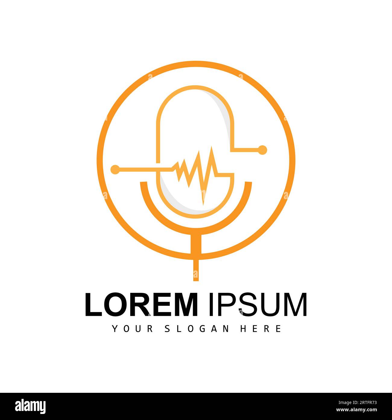 Radio Podcast Logo, Microphone Illustration, Stamp Icon Badge Vector ...