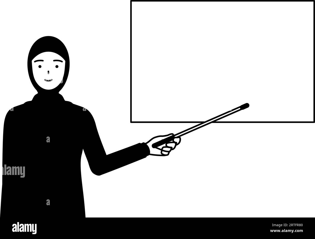 Muslim Woman pointing at a whiteboard with an indicator stick, Vector ...