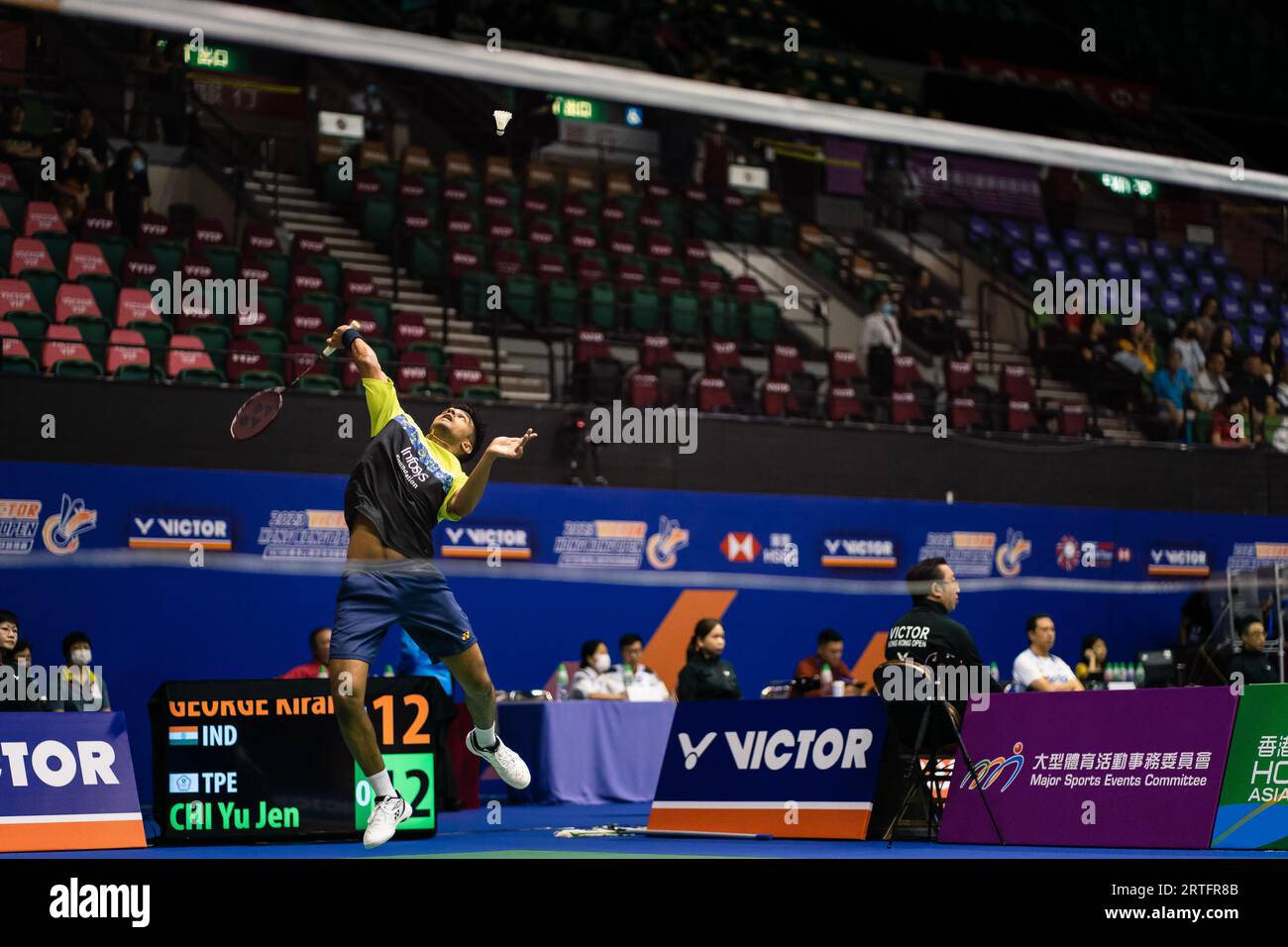 Hong Kong, China. 12th Sep, 2023. Kiran George of India competes during ...