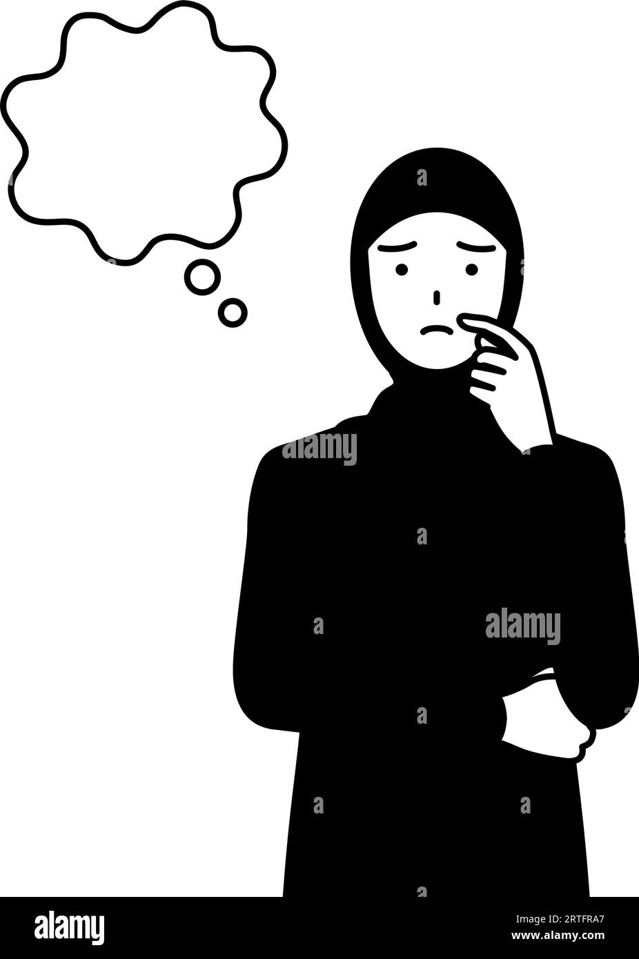 Muslim Woman thinking while scratching her face, Vector Illustration ...