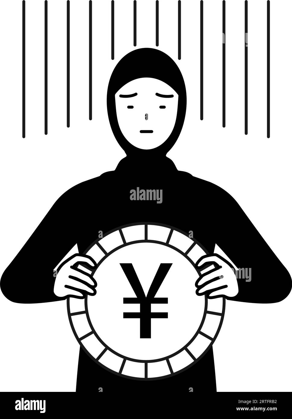 Muslim Woman an image of exchange loss or yen depreciation, Vector ...