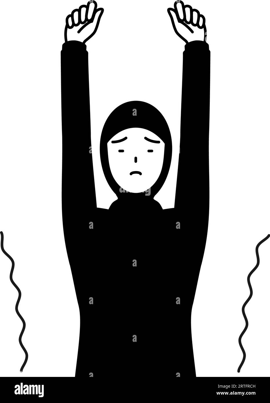 Muslim Woman stretching and standing tall, Vector Illustration Stock ...