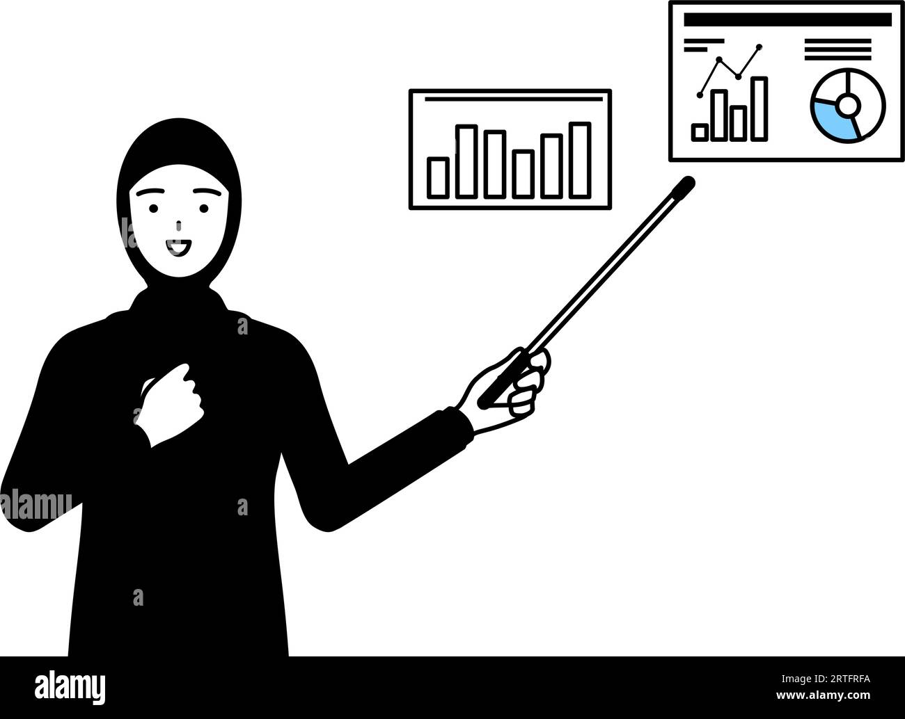 Muslim Woman analyzing a performance graph, Vector Illustration Stock ... Muslim Woman analyzing a performance graph, Vector Illustration Stock ...