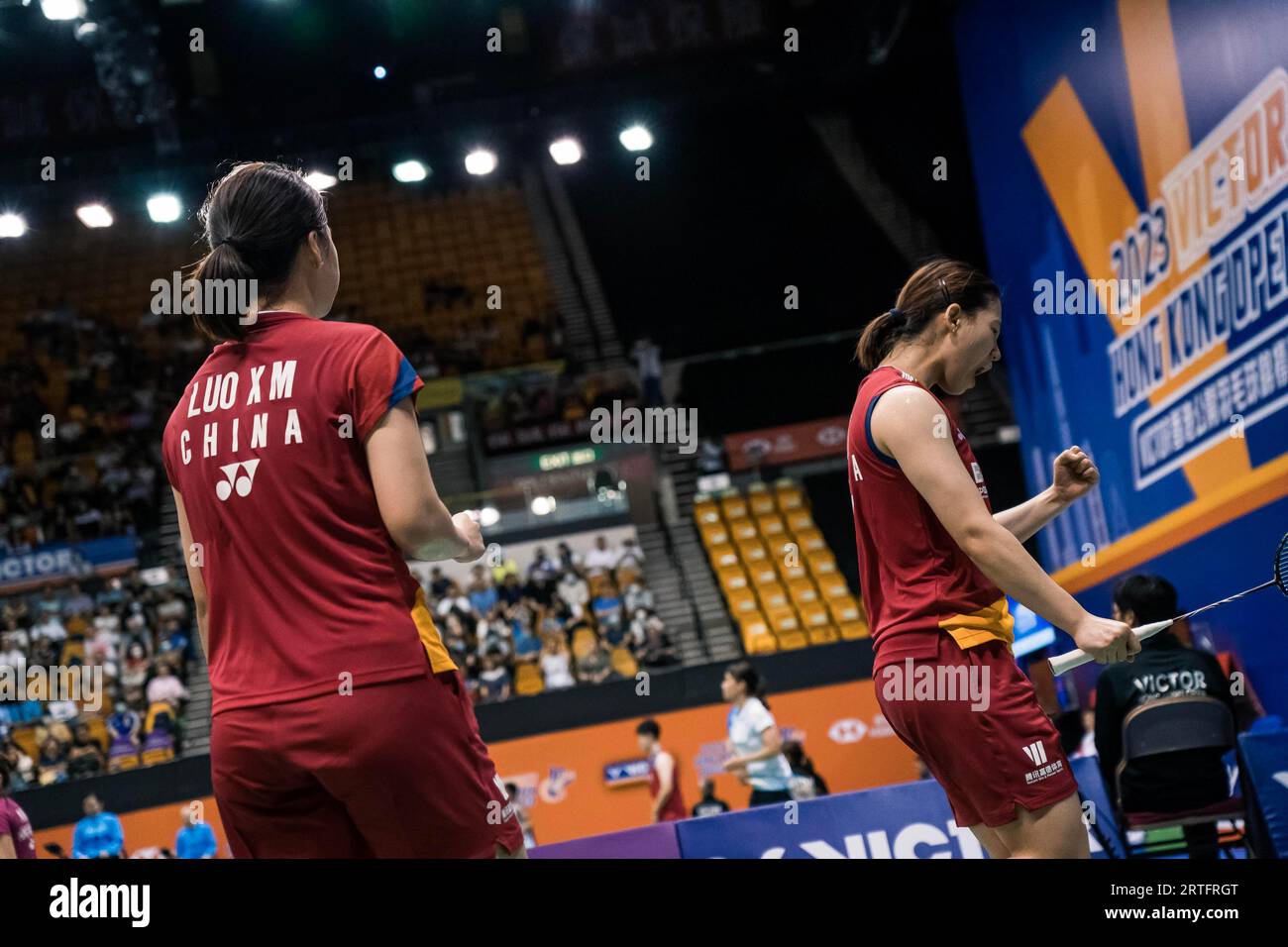 Hong Kong, China. 12th Sep, 2023. Li Yi Jing and Luo Xu Min of China play during the Women's ...