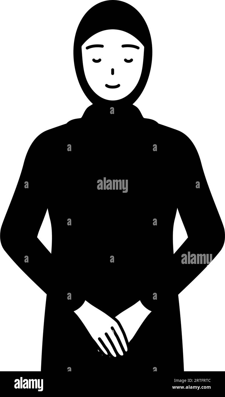 Muslim Woman bowing with folded hands, Vector Illustration Stock Vector ...