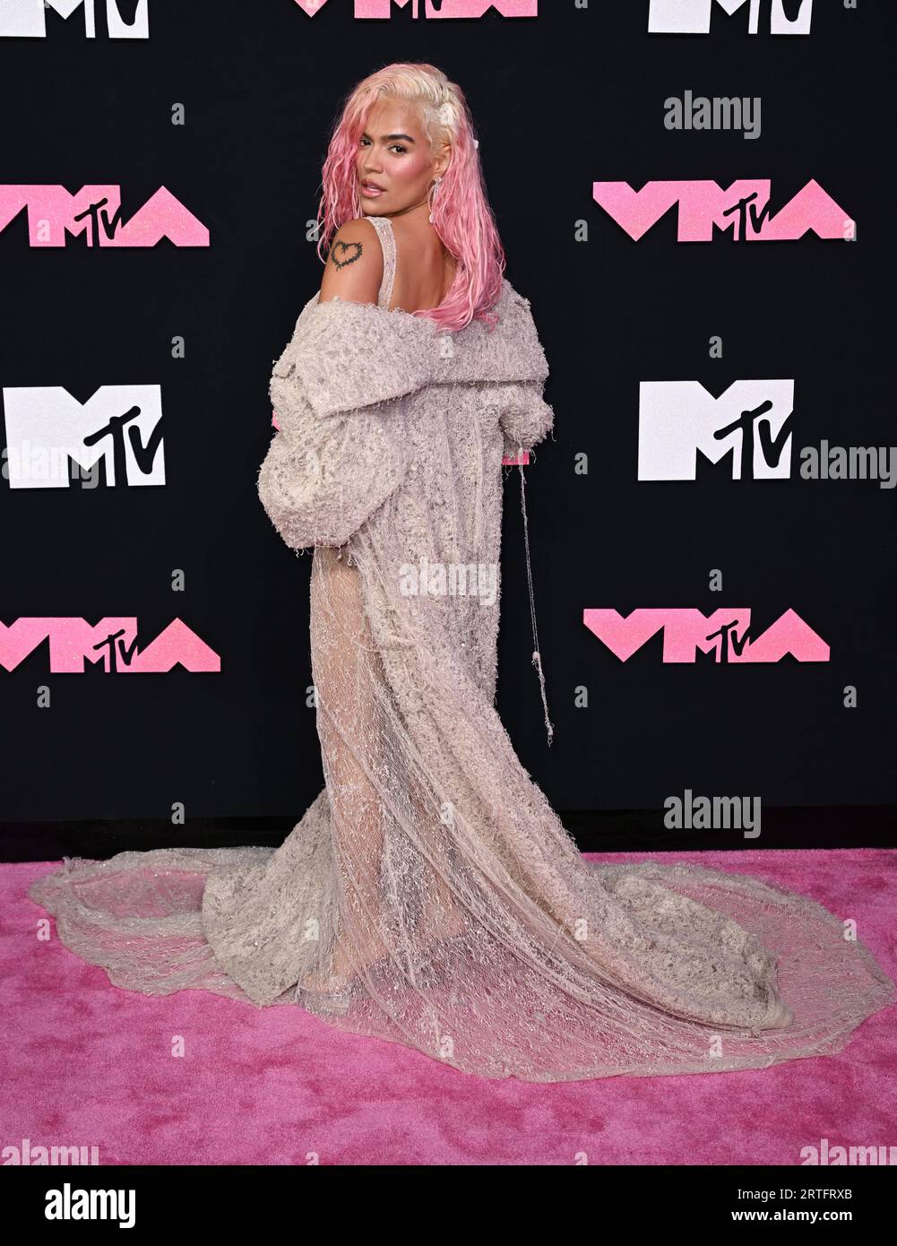 Newark, USA. September 12th, 2023. Karol G arriving at the 2023 MTV ...