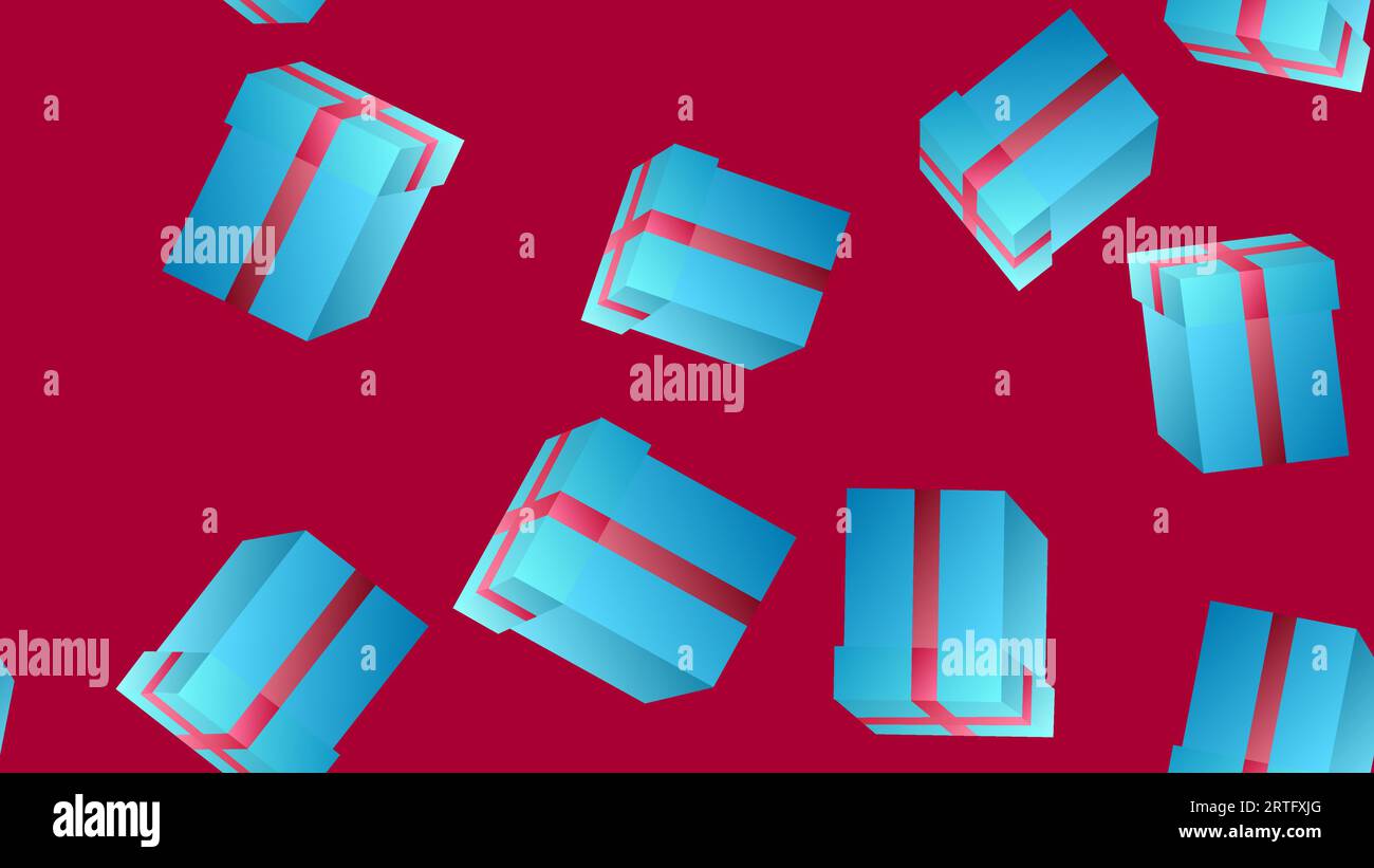 Seamless texture with cute white gift boxes on blue background. Can be ...