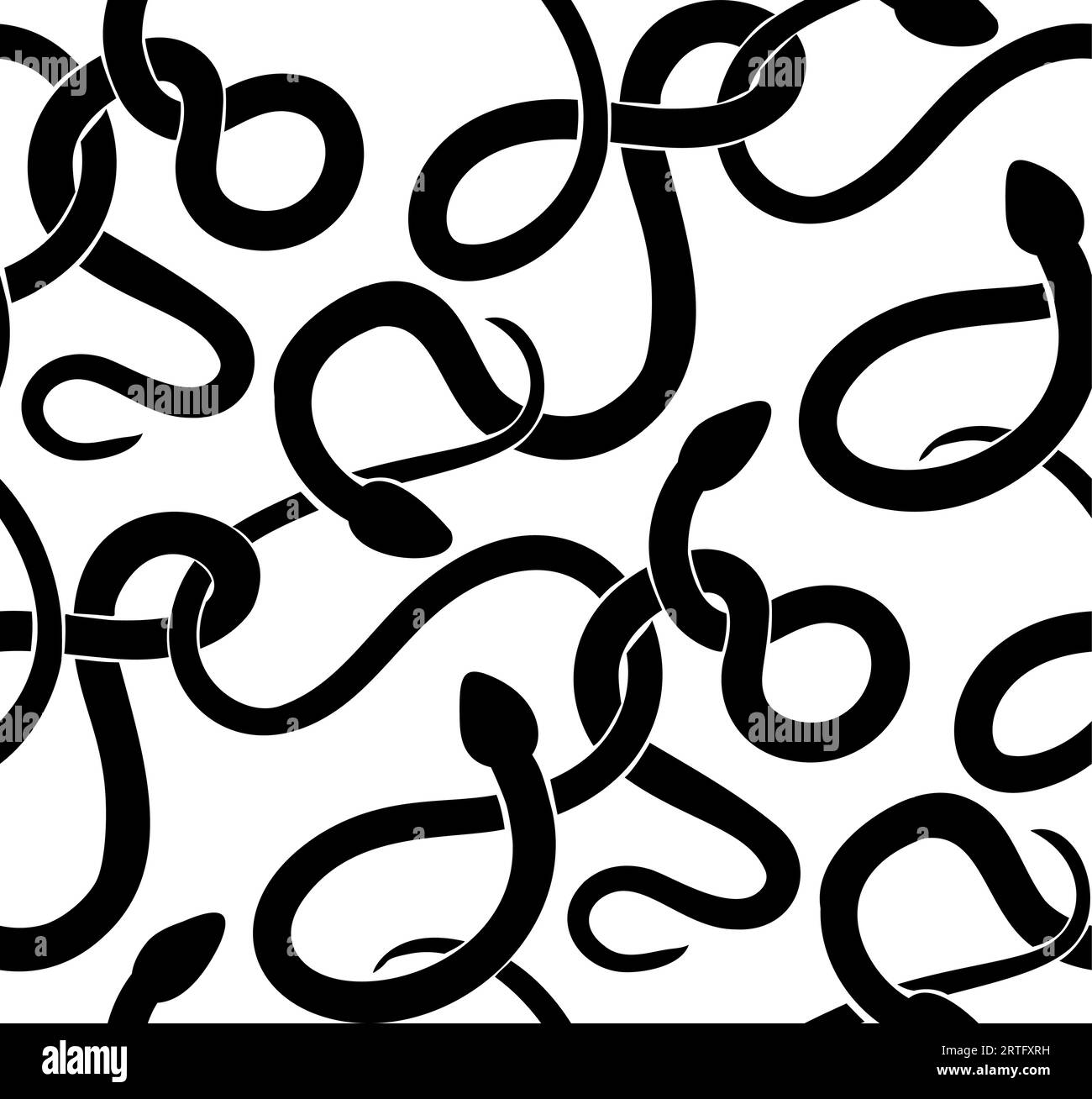 Vector seamless pattern with black snake silhouettes with on a white ...