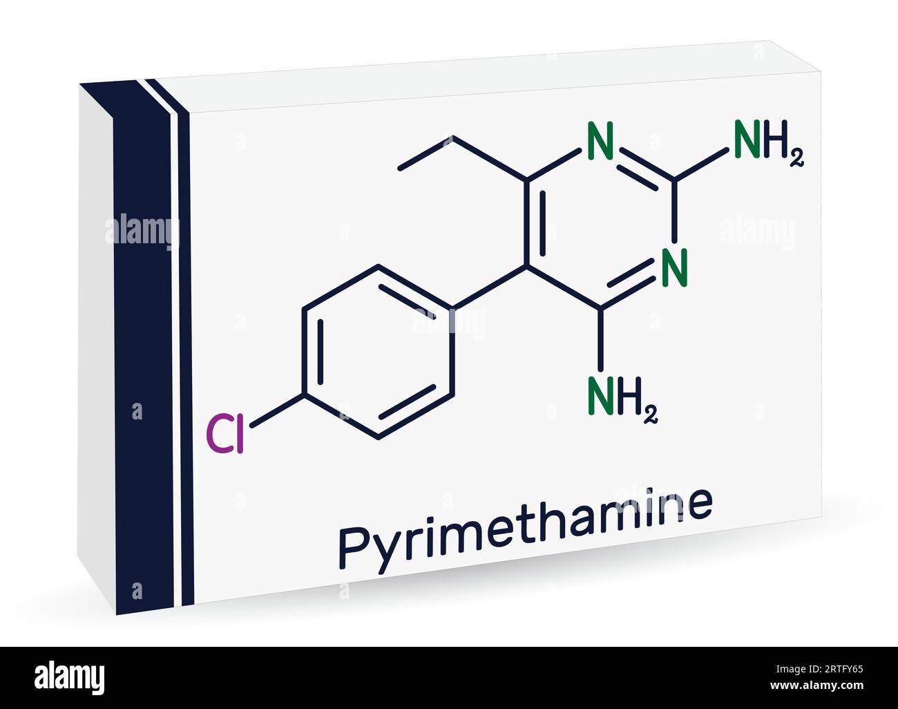 Pyrimethamine molecule. It is antiparasitic drug, used in the treatment ...