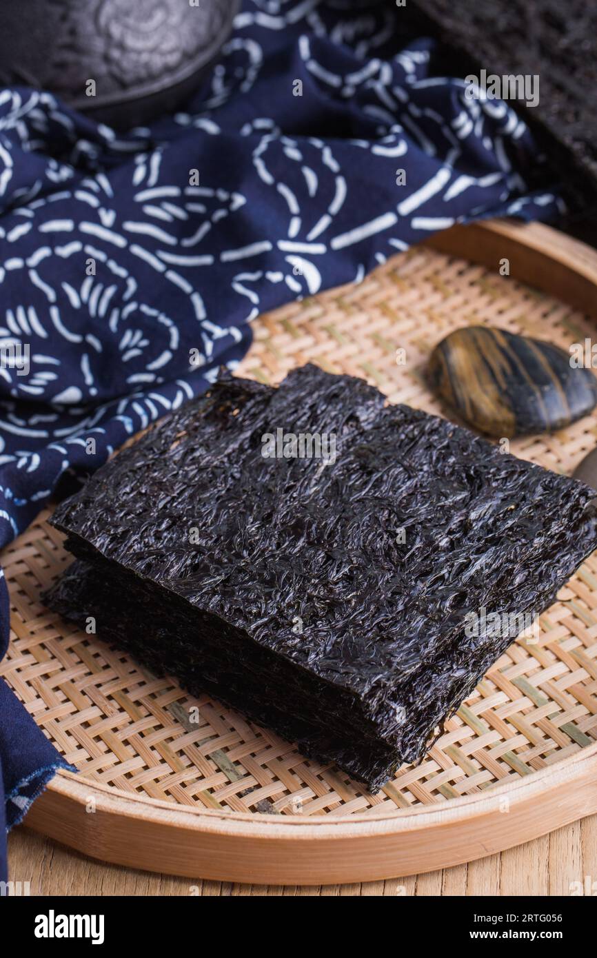 Nori leaves. Crunchy dried seaweed. china traditional cuisine, dried ...
