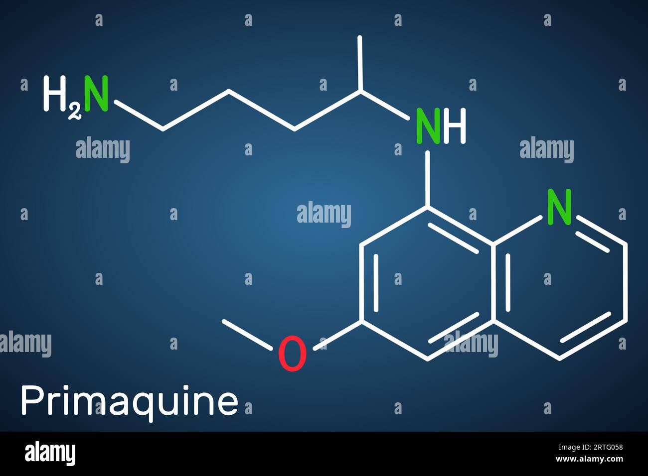 Primaquine molecule. It is aminoquinoline, used for therapy of malaria ...