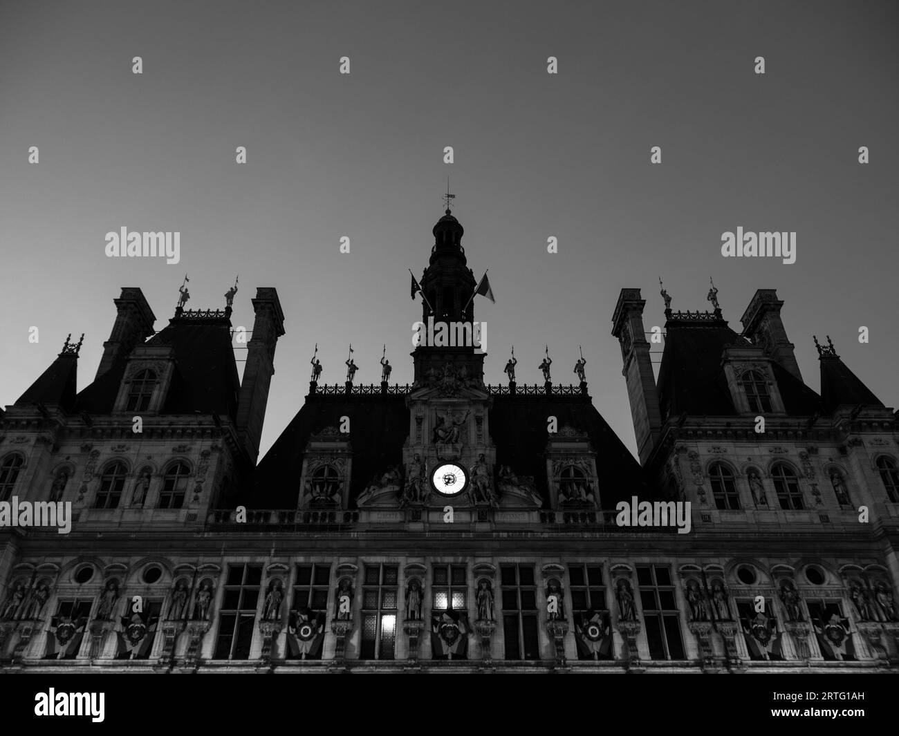 Black and White, Hôtel de Ville, Town Hall, Neo-Renaissance Building ...