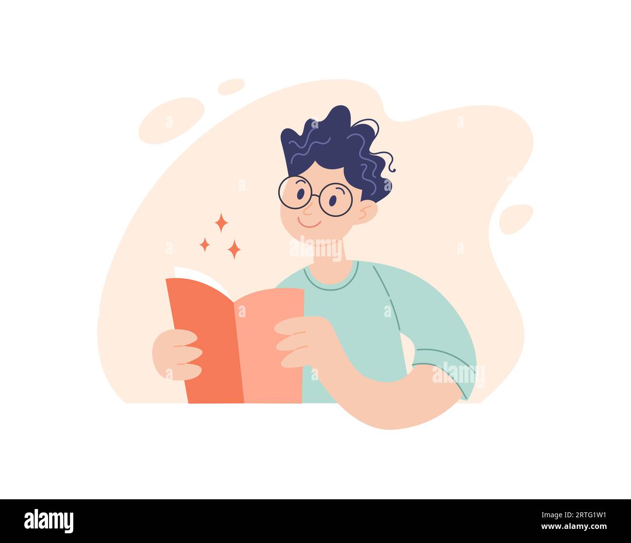 Man reading concept. Young positive man sitting with a book, education ...