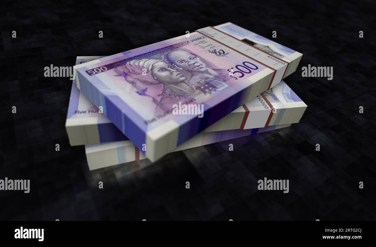 Jamaica money Jamaican Dollar money pack 3d illustration. 500 JMD ...