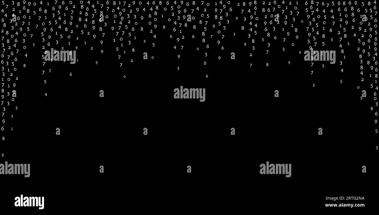 Falling numbers, big data concept. Binary white orderly flying digits ...
