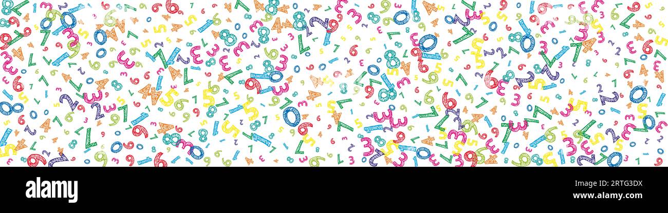 Falling colorful messy numbers. Math study concept with flying digits ...