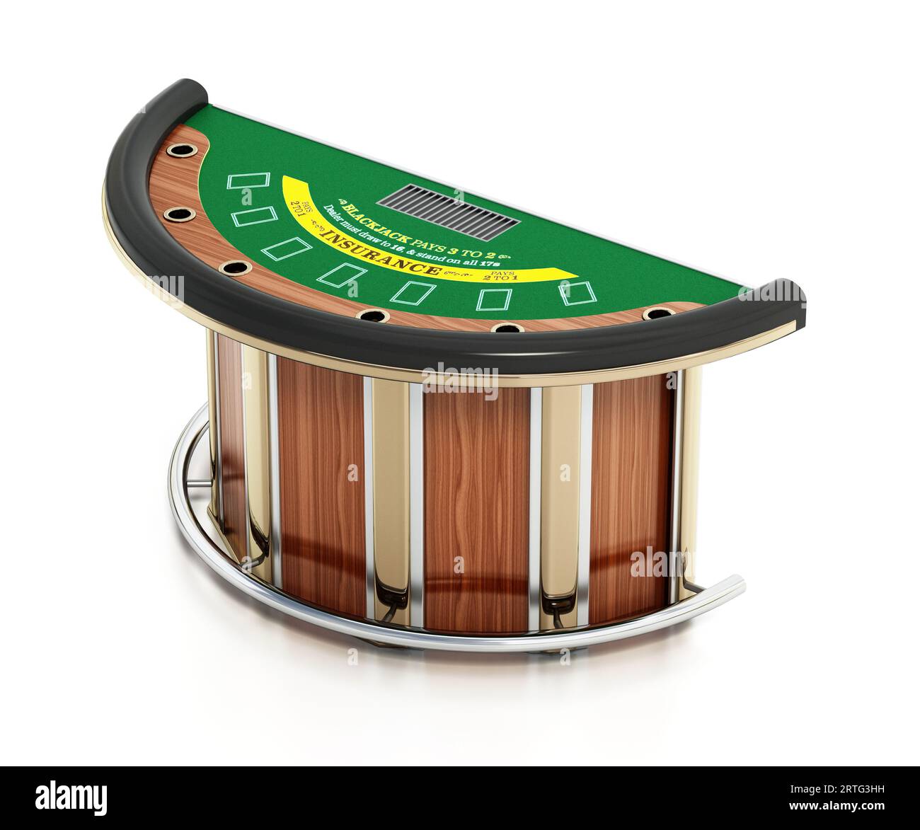 Blackjack table isolated on white background. 3D illustration Stock ...