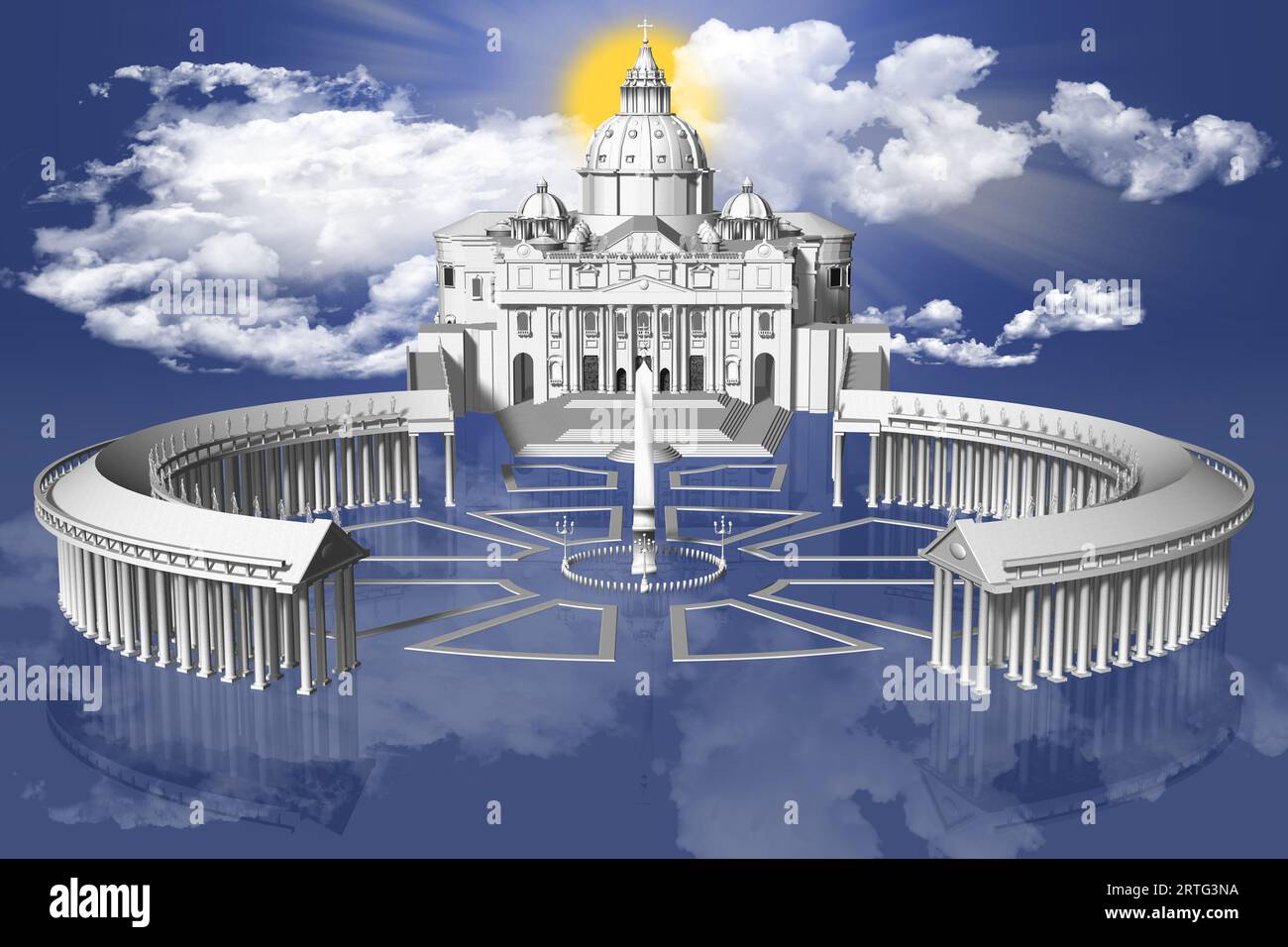 St. Peter's Square in Vatican City suspended between earth and sky with ...