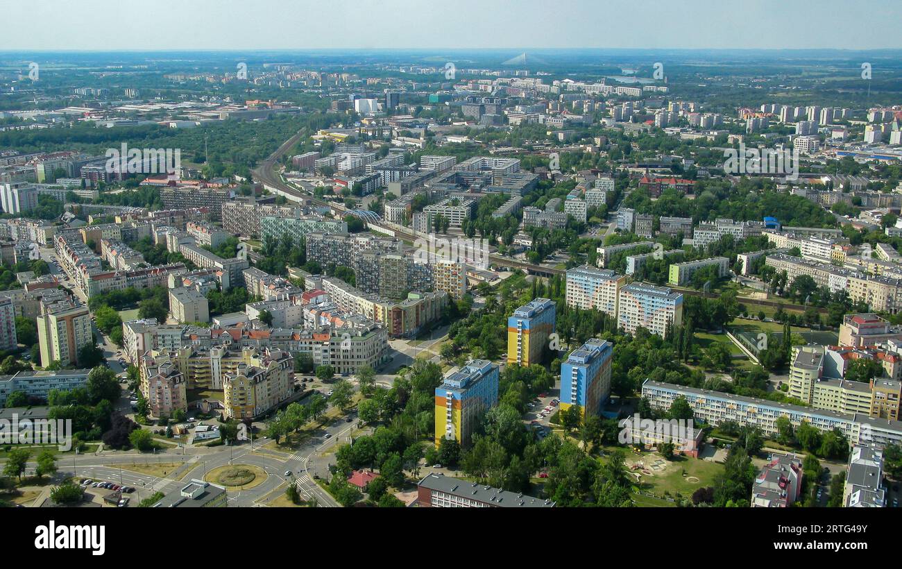 view of Wroclaw from the observation deck of Sky Tower, Wroclaw, Poland ...