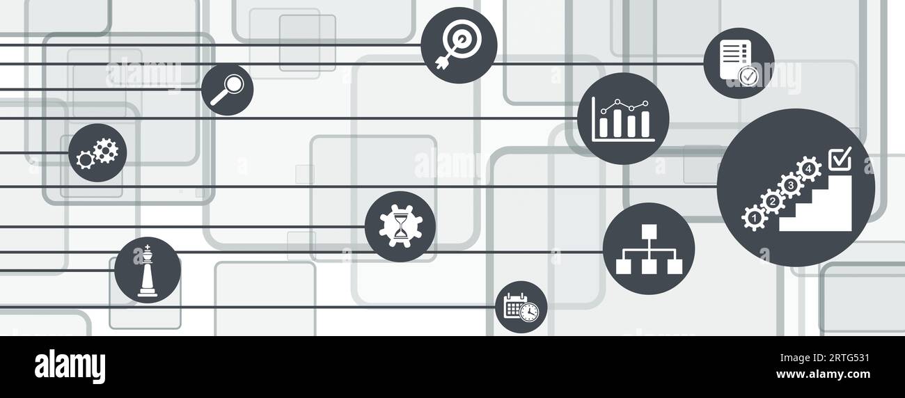 Concept of action plan with connected icons Stock Photo - Alamy