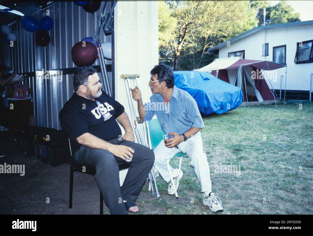 Melbourne, Australia December 1999: American men engaging in ...