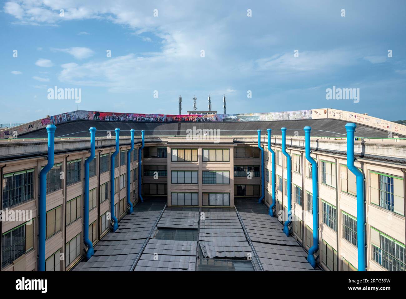 Lingotto, Turin, Italy, - August 10, 2023. Test track for FIAT cars ...