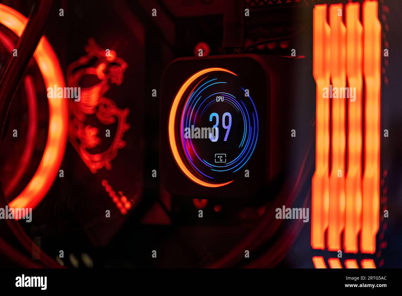 Milan, Italy 19 august 2023: A vivid view of a CPU's liquid cooling ...