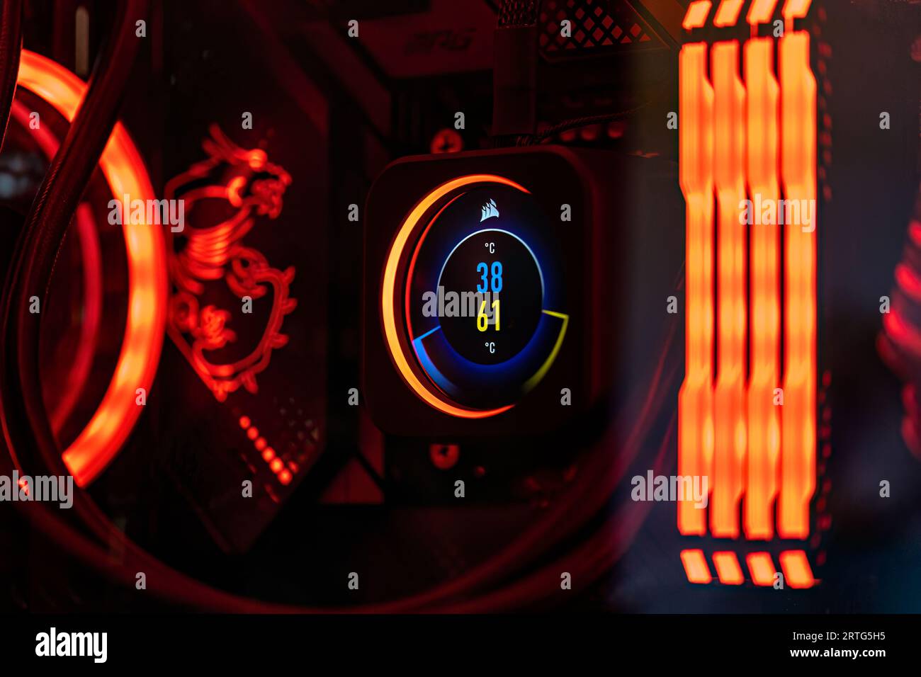 Milan, Italy 19 august 2023: A vivid view of a CPU's liquid cooling ...