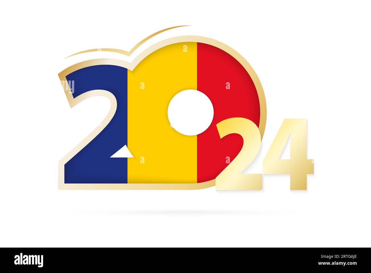 Year 2024 with Romania Flag pattern. Vector Illustration Stock Vector ...