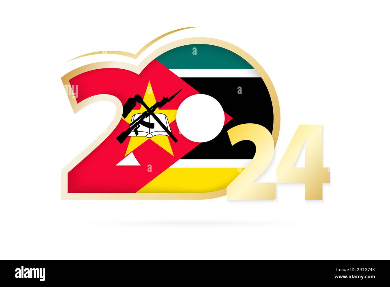 Year 2024 with Mozambique Flag pattern. Vector Illustration Stock ...