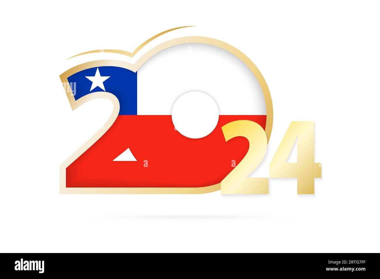 Year 2024 with Chile Flag pattern. Vector Illustration Stock Vector ...