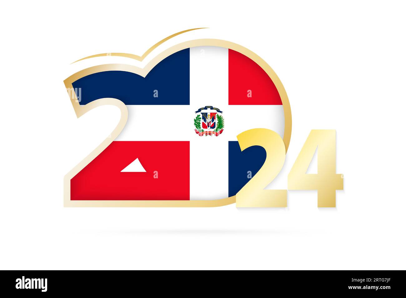 Year 2024 with Dominican Republic Flag pattern. Vector Illustration ...