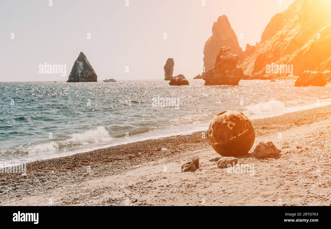 Old rusty sea mine on the beach Stock Photo - Alamy