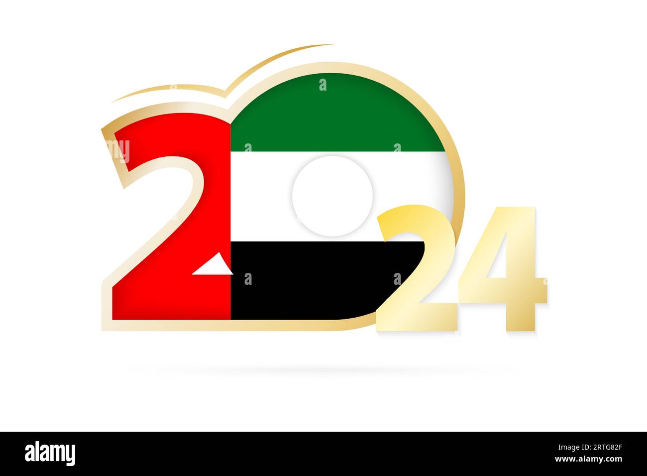 Year 2024 with United Arab Emirates Flag pattern. Vector Illustration ...