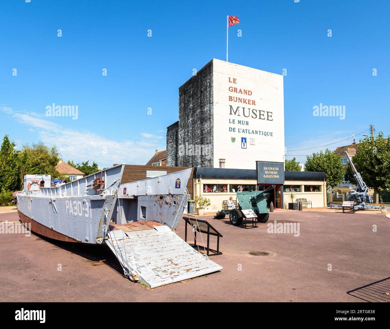 Entrance of "Le Grand Bunker" in Ouistreham, France, a former German ...