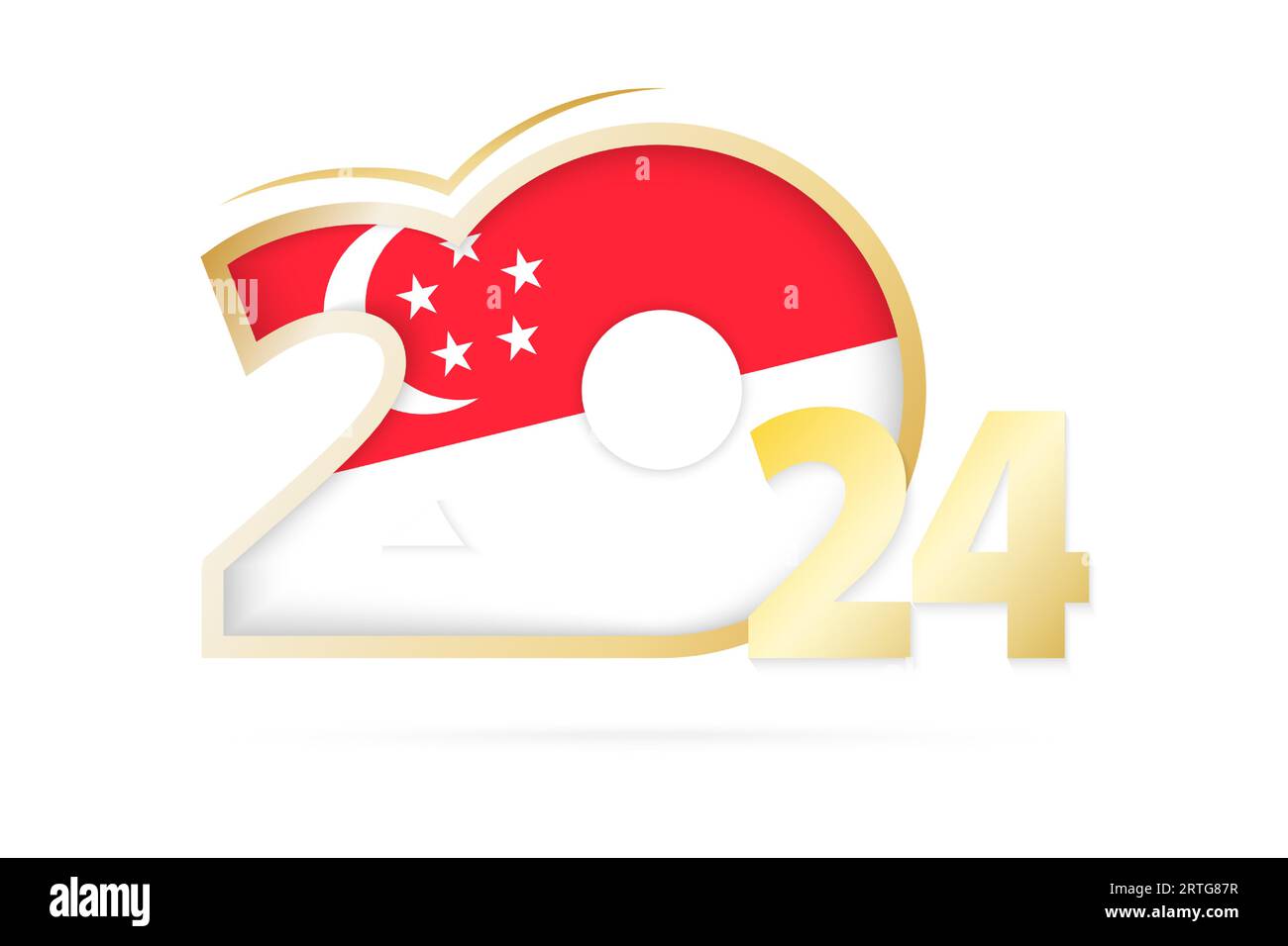 Year 2024 with Singapore Flag pattern. Vector Illustration Stock Vector ...