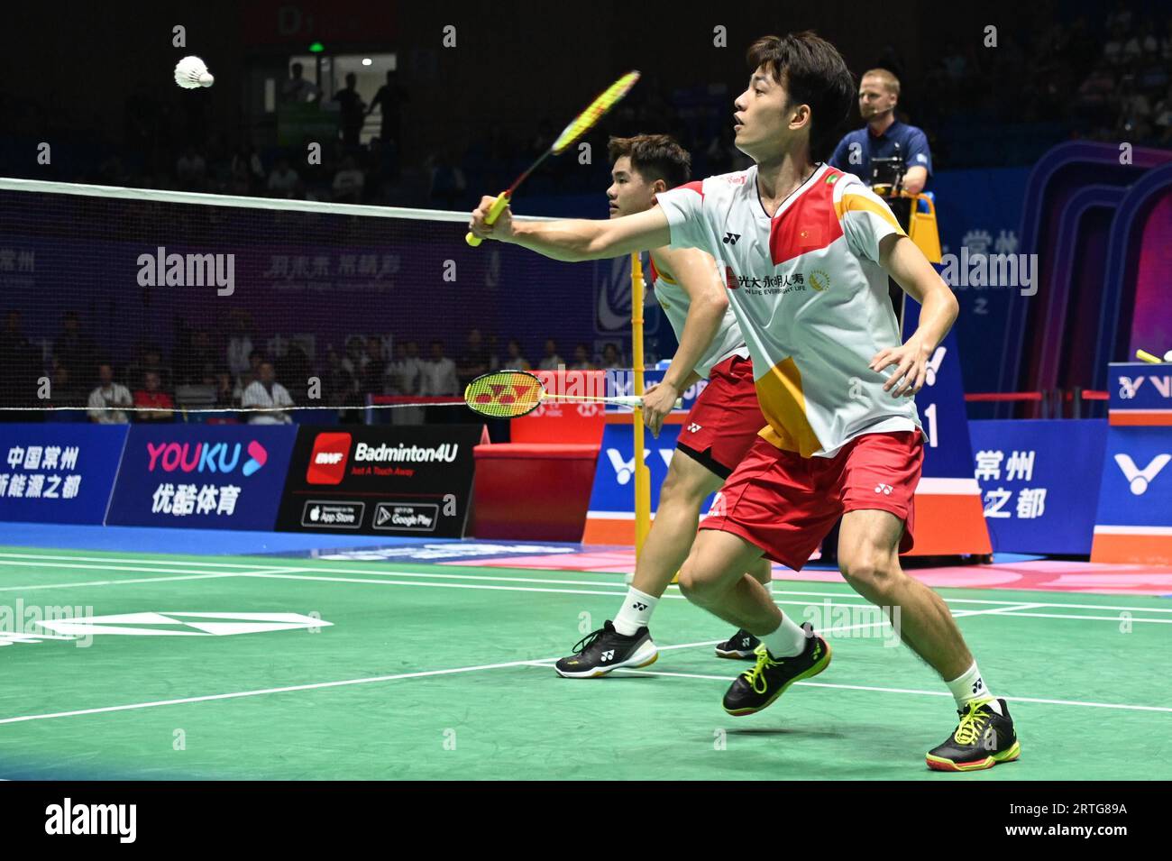 Chinese badminton players Liang Weikeng, Wang Chang defeat Malaysian badminton players Aaron ...