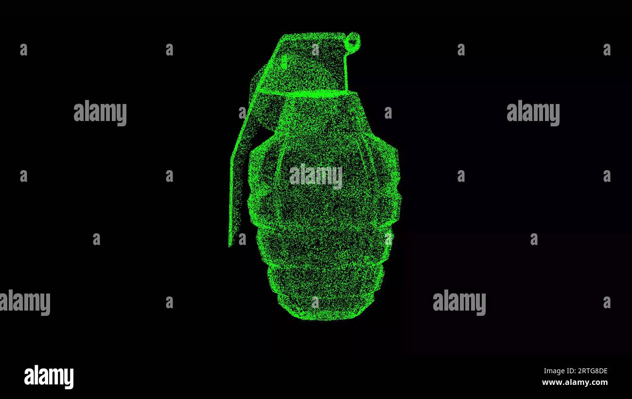 3D grenade on black background. War concept. Business advertising ...