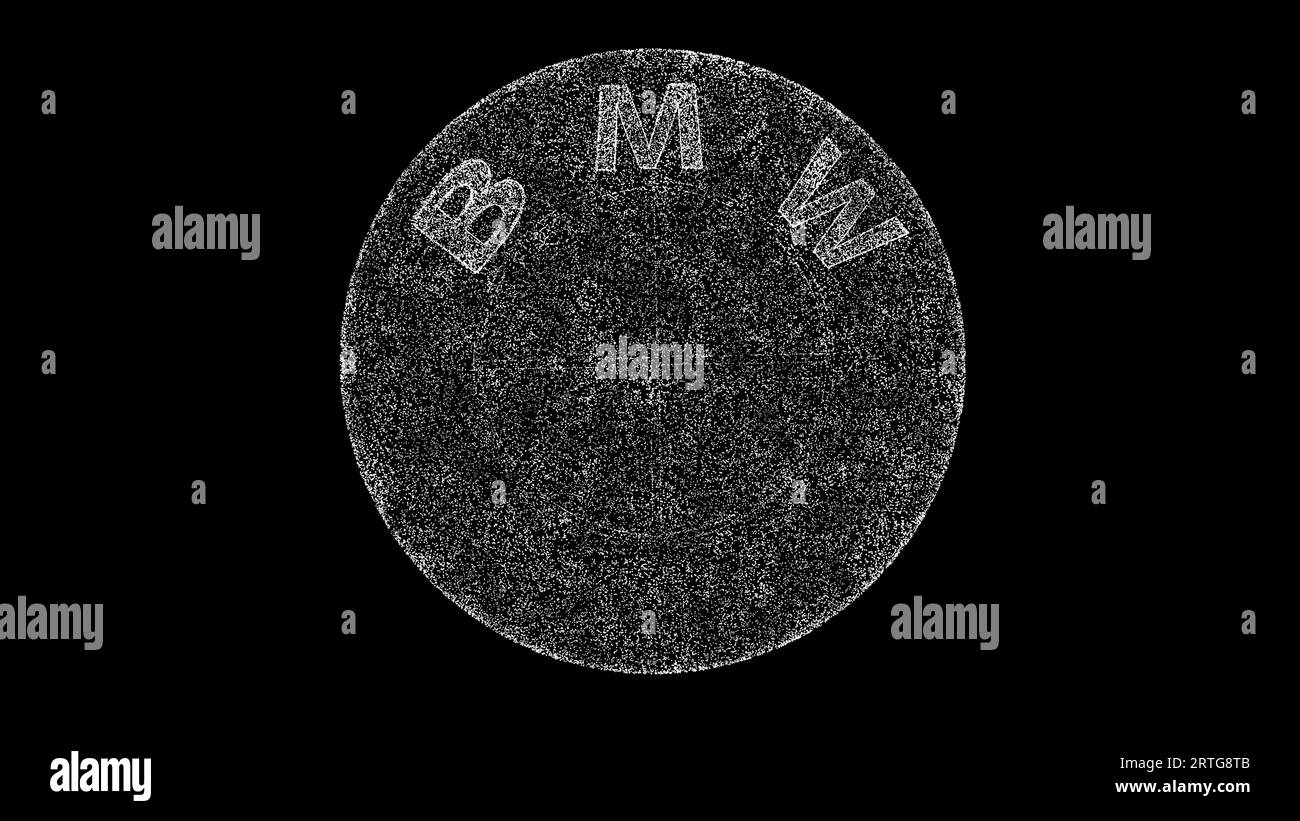 3D BMW logo on black background. Car Brand concept. Automobile company ...