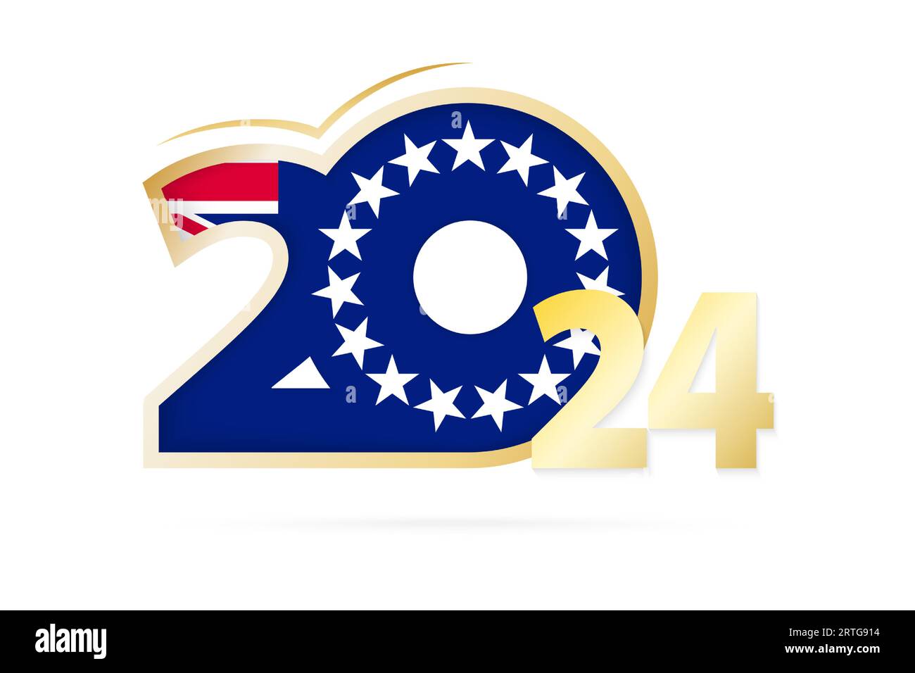 Year 2024 with Cook Islands Flag pattern. Vector Illustration Stock ...